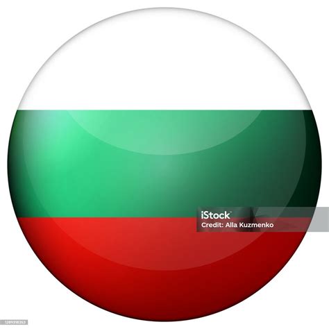 불가리아의 국기와 유리 빛 공 둥근 구 템플릿 아이콘 불가리아 국가 상징 흰색 배경에 강조 표시된 광택 사실적 공 3d 추상 벡터 일러스트레이션 큰 거품 3차원 형태에 대한