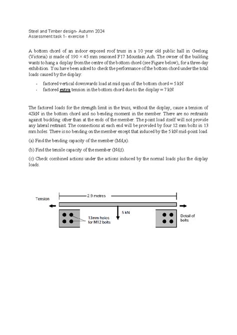 Timber Assessment Task 2 Steel And Timber Design Autumn 2024