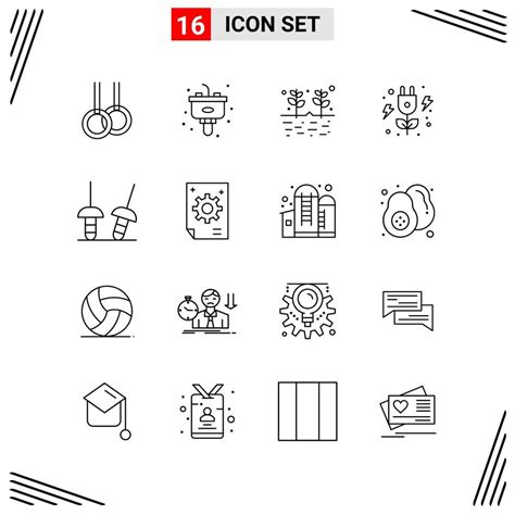 16 Icons Line Style Grid Based Creative Outline Symbols For Website Design Simple Line Icon
