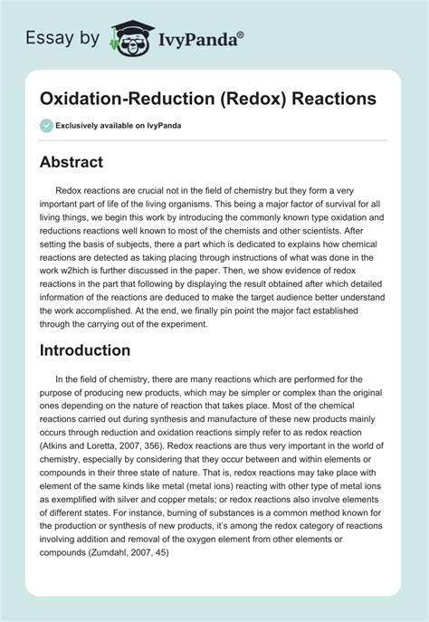 Introduction To Oxidation Reduction Redox Reactions
