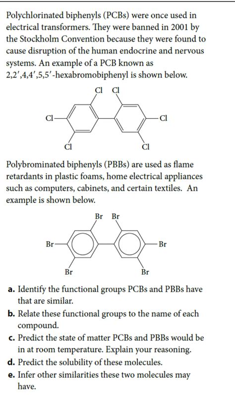 Solved Polychlorinated Biphenyls Pcbs Were Once Used In