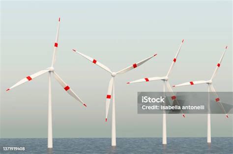 해상 풍력 터빈 풍력 발전기 회전 프로펠러 3d 일러스트레이션 0명에 대한 스톡 사진 및 기타 이미지 0명 개발 깨끗한 Istock