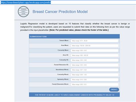 deploying breast cancer prediction model using flask apis and heroku by learner cares the