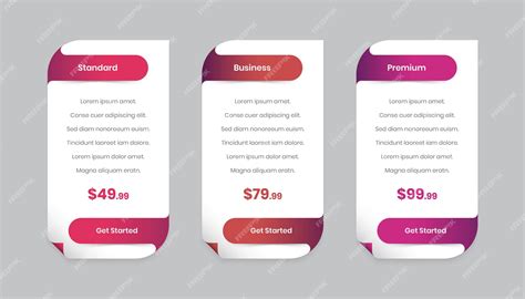 Premium Vector Modern Gradient Pricing Comparison Table Template For User Interface