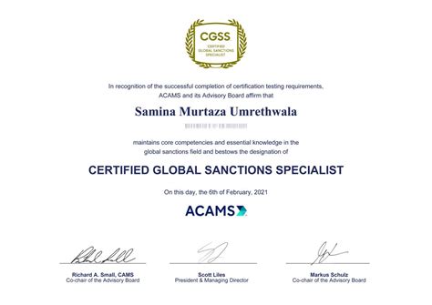 Samina Umrethwala Cams Cgss Crcmp On Linkedin Acams Cgss Certifiedglobalsanctionsspecialist