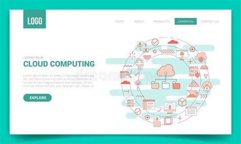 Cloud Computing Concept With Circle Icon For Website Template Or Landing Page Homepage Stock