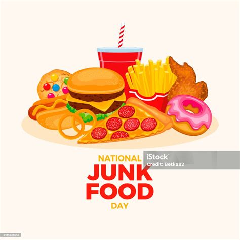 National Junk Food Day Poster Vector Illustration Stock Illustration