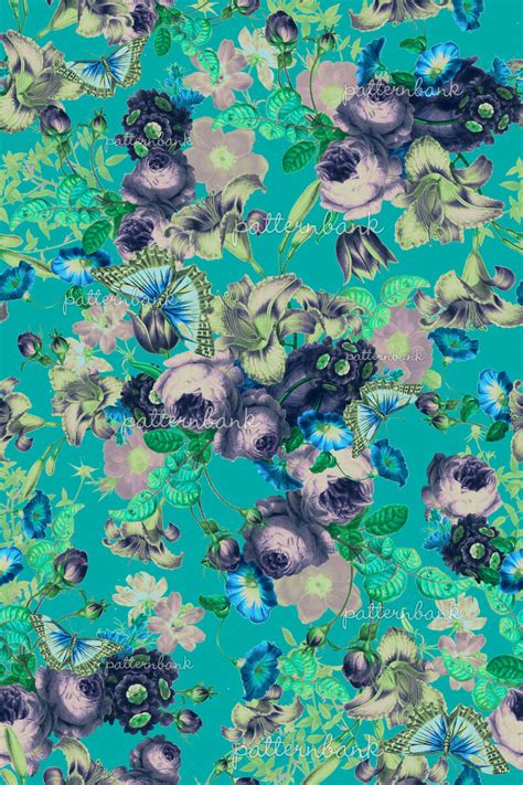 Botanical Flora Pattern In Irregular Hues By Katerina Gri Seamless Repeat Royalty Free Stock