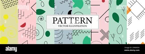Assembly Of Seamless Patterns Abstract Shapes Vector Illustration