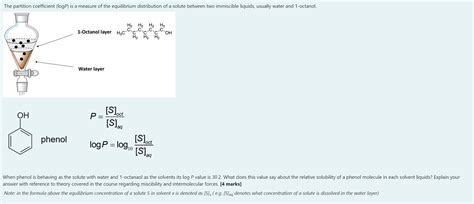 Solved The Partition Coefficient LogP Is A Measure Of The Chegg
