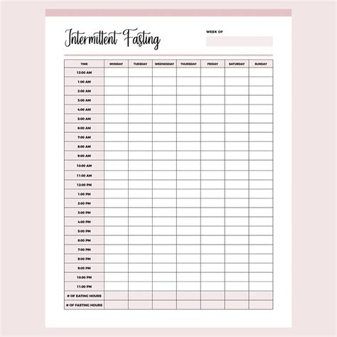 Printable Intermittent Fasting Tracker Instant Download Pdf A4 And Us Letter Plan Print Land