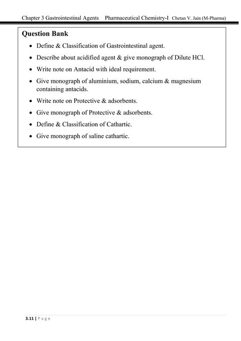 Chapter No 3 Gastrointestinal Agents Pdf