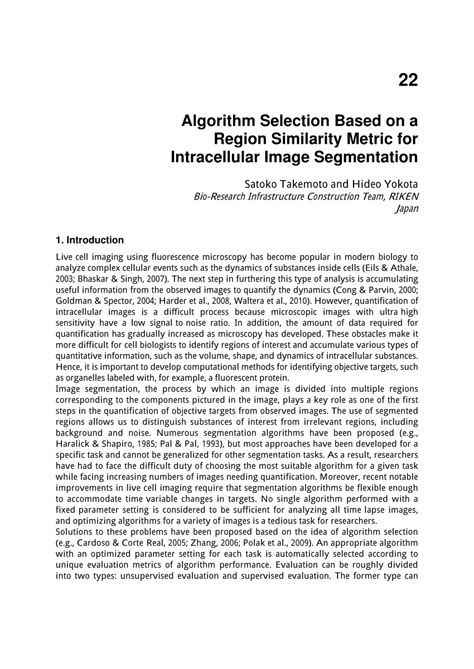 Pdf Algorithm Selection For Intracellular Image Segmentation Based On Region Similarity