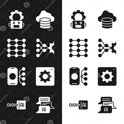 Set Neural Network Robot Setting Cloud Database Computer Api Interface Chat And Binary Code