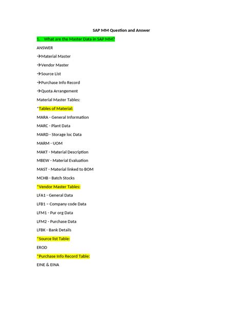 Sap Mm Question And Answer Pdf Databases Xml Schema