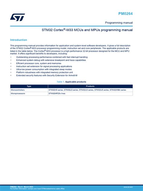 pm0264 stm32 cortexm33 mcus and mpus programming manual