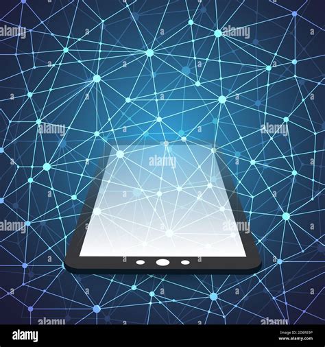Digital Network Connections Mobile Technology Cloud Computing Design Concept With Network Mesh