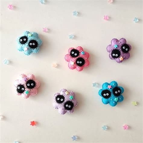 Susuwatari Felt Pins Colorful Kawaii Magnets Dust Bunnies Spirited