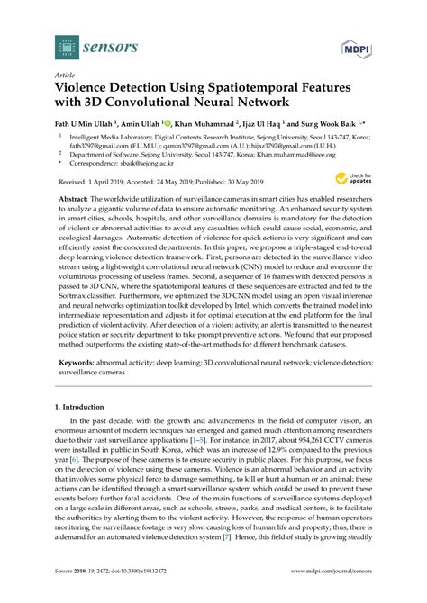 Pdf Violence Detection Using Spatiotemporal Features With 3d Convolutional Neural Network