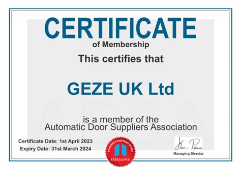 Adsa Certificate Of Membership Geze Uk Limited Nbs Source