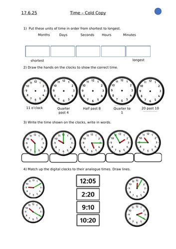 Time Maths Assessment Lower Ks2 Teaching Resources