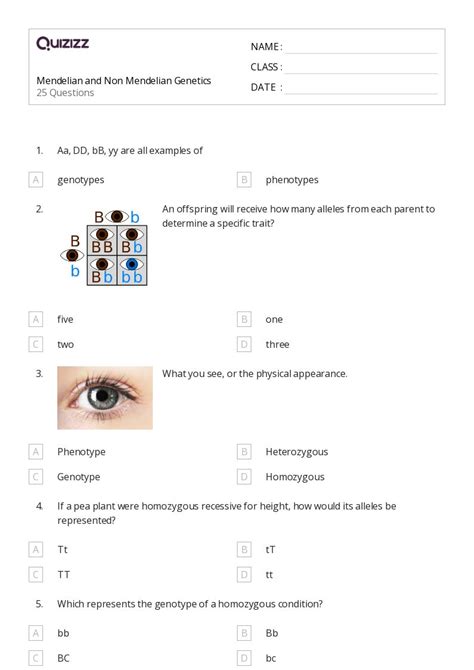 50 Non Mendelian Inheritance Worksheets On Quizizz Free And Printable