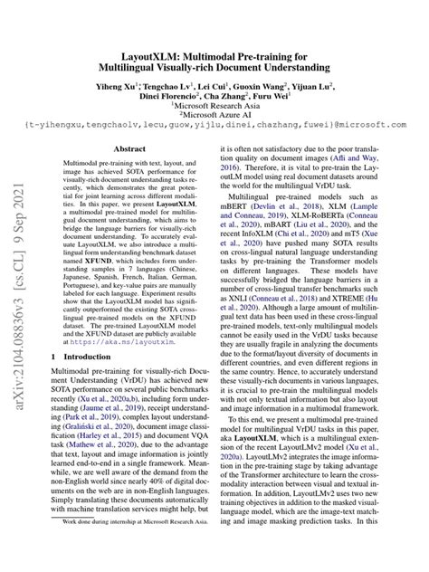 Layoutxlm A Multilingual Multimodal Pre Trained Model For Visually Rich Document Understanding