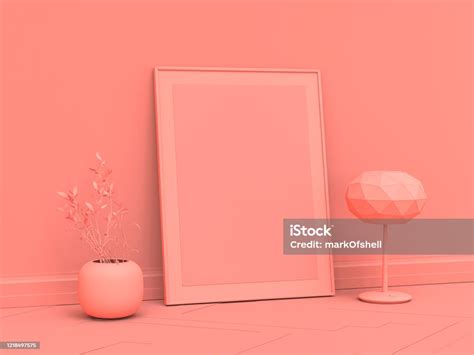 플로어 램프가 있는 단색 분홍색 방의 바닥에 단색 수직 포스터 프레임 3d 렌더링 0명에 대한 스톡 사진 및 기타 이미지 0명 가구 거실 스탠드 Istock