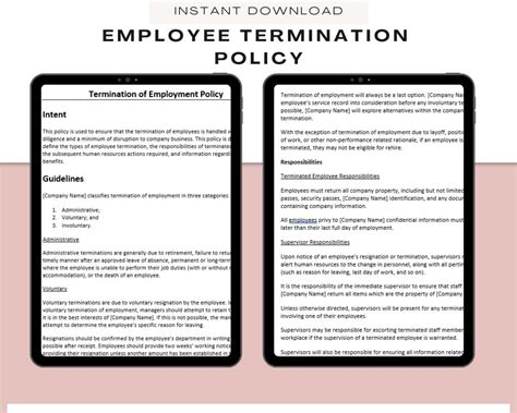 Employee Termination Policy ǀ Employee Release ǀ Editable HR Template ǀ Human Resources Forms ǀ