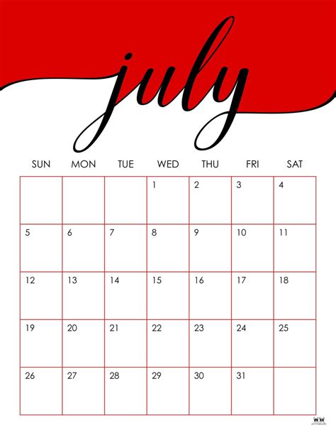 July 2026 Calendars 150 Free Printables Printabulls