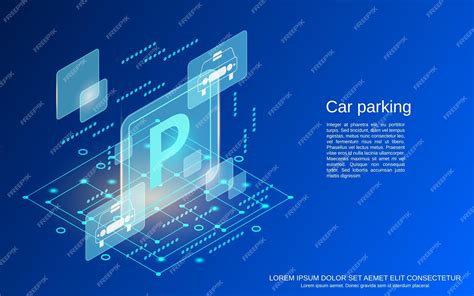 자동차 주차 평면 3d 아이소메트릭 벡터 일러스트 레이 션 프리미엄 벡터