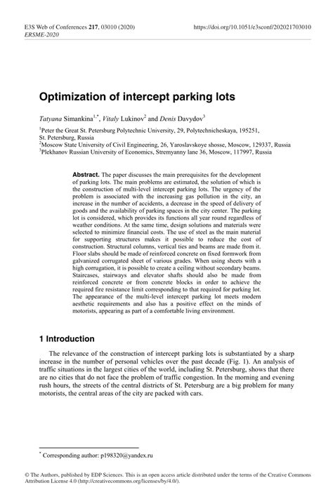 Pdf Optimization Of Intercept Parking Lots