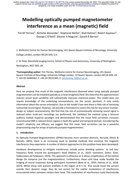 pdf modelling optically pumped magnetometer interference as a mean