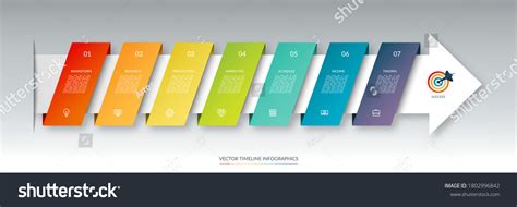 Infographic Arrow Timeline Template 7 Steps Stock Vector Royalty Free 1802996842 Shutterstock