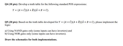 Solved Q4 10 Pts Develop A Truth Table For The Following Chegg Com