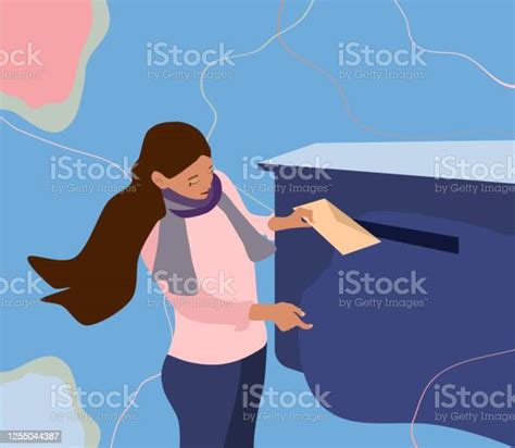 어린 소녀는 사서함에 봉투를 넣습니다 편지 전보 및 메시지의 전달 게시물을 사용 우편함에 대한 스톡 벡터 아트 및 기타 이미지 우편함 광고성 우편 파티 후 Istock