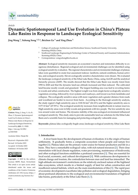 Pdf Dynamic Spatiotemporal Land Use Evolution In Chinas Plateau Lake Basins In Response To