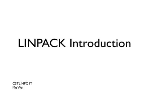 High Performance Linpack Pdf