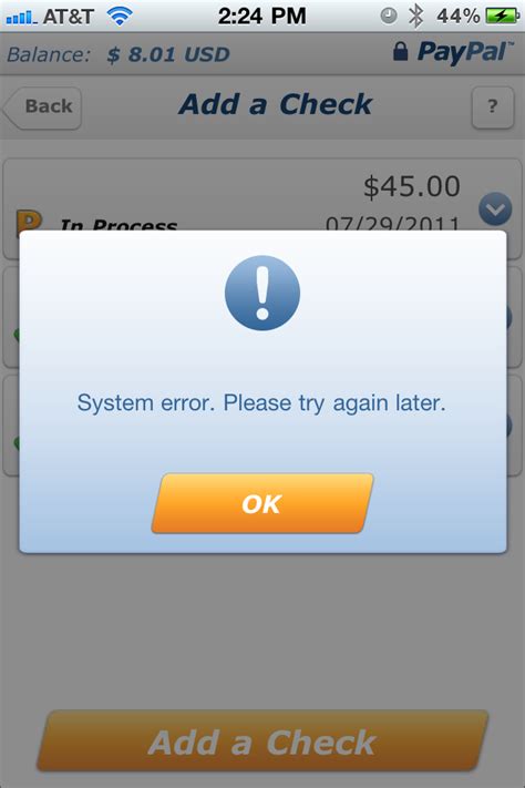 system error please try again later paypal community