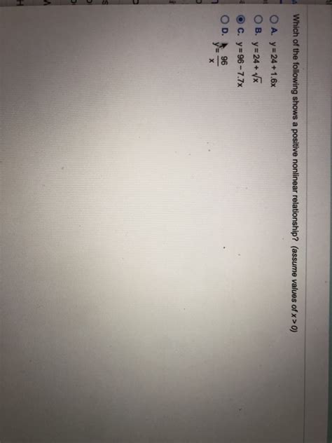 Solved Which Of The Following Shows A Positive Nonlinear Chegg Com