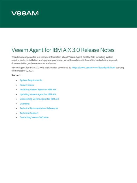 Veeam Agent Ibm Aix 3 0 Release Notes Pdf Backup Software Engineering
