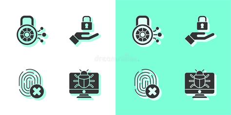 Set System Bug On Monitor Cyber Security Cancelled Fingerprint And