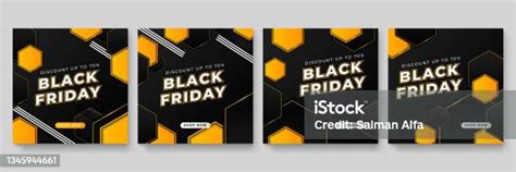 블랙 프라이데이 슈퍼 세일 블랙 백그라운드 블랙 프라이데이 세일 세트의 소셜 미디어 포스터 또는 기하학적 모양의 전단지 디자인 벡터 그림입니다 3차원 형태에 대한 스톡 벡터