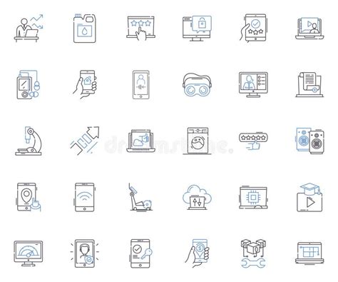 Digital Protection Line Icons Collection Encryption Passwords Firewall Vpn Antivirus