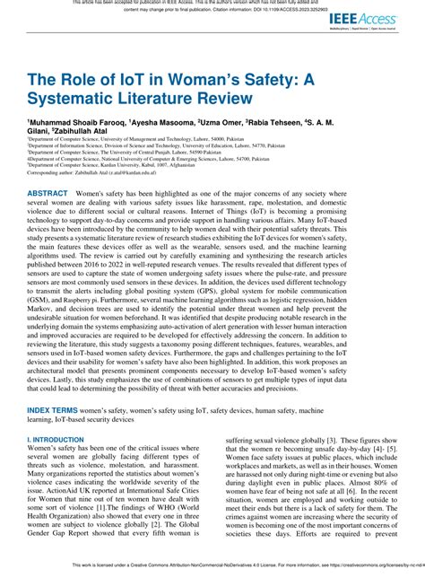 Pdf The Role Of Iot In Womans Safety A Systematic Literature Review