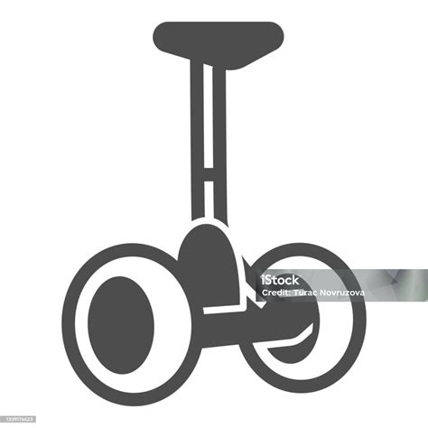 호버 보드 솔리드 아이콘 전기 전송 개념 흰색 배경에 핸들 벡터 기호와 자이로 스쿠터 모바일 개념 및 웹 디자인을위한 글리프