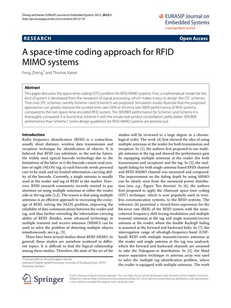 Pdf A Space Time Coding Approach For Rfid Mimo Systems