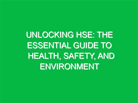 What Is Hse Archives Safety Notes