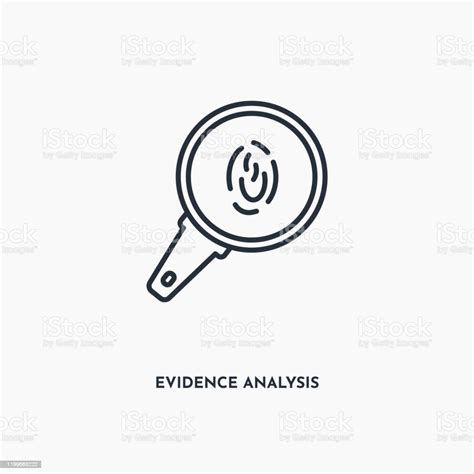 증거 분석 개요 아이콘입니다 간단한 선형 요소 그림입니다 흰색 배경의 격리된 선 증거 분석 아이콘입니다 얇은 스트로크 기호는 웹 모바일 및 Ui에 사용할 수 있습니다 개발에