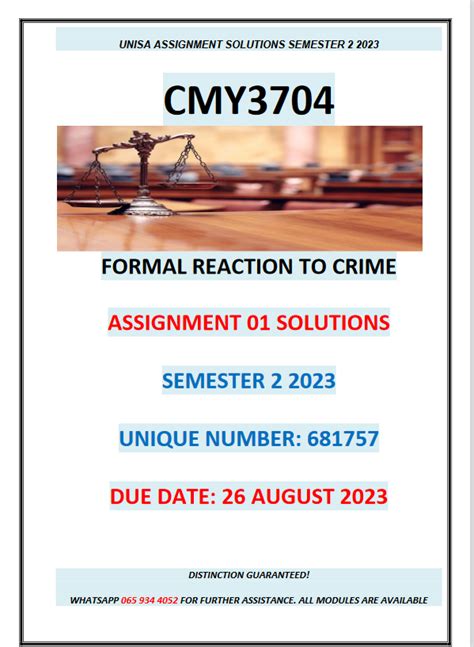 Cmy3704 Assignment 01 Solutions Semester 2 2023 To Be Used As A
